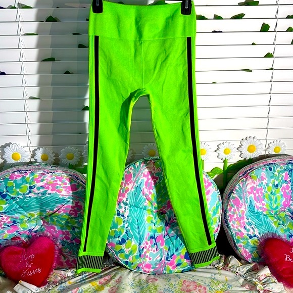 Fabletics | Pants & Jumpsuits | Fabletics Neon Green With Black Stripes ...